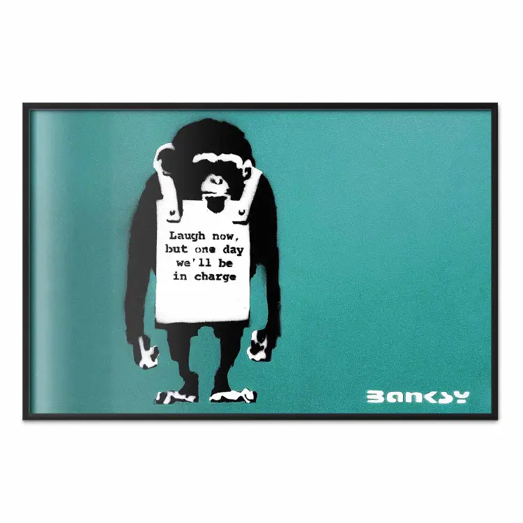 Cartaz Macaco Mau - mural com um animal e texto em inglês no estilo de ...