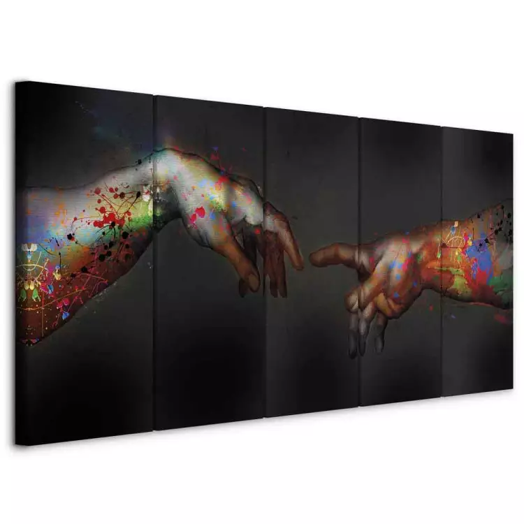 Pintura Toque Divino (5-partes) estreito - mãos coloridas com um motivo ...