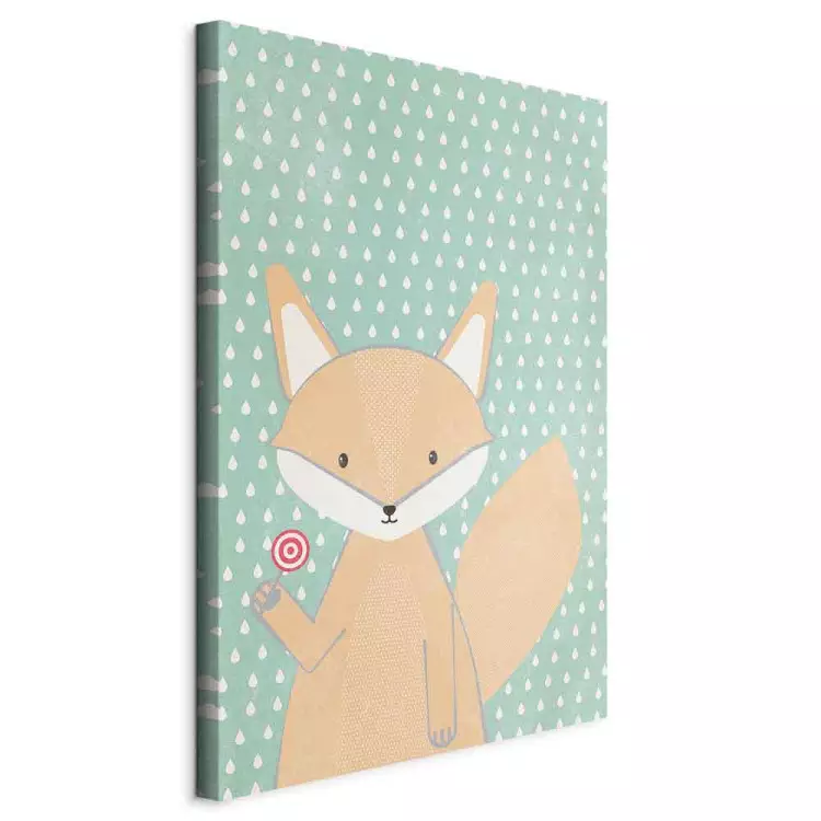 Quadro Pequena Raposa vertical - raposa pastel e divertida com pirulito ...