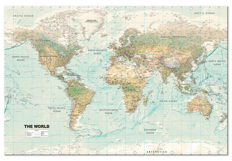 Tela XXL Mapa-múndi: Mundo bonito - mapa político colorido do mundo em ...