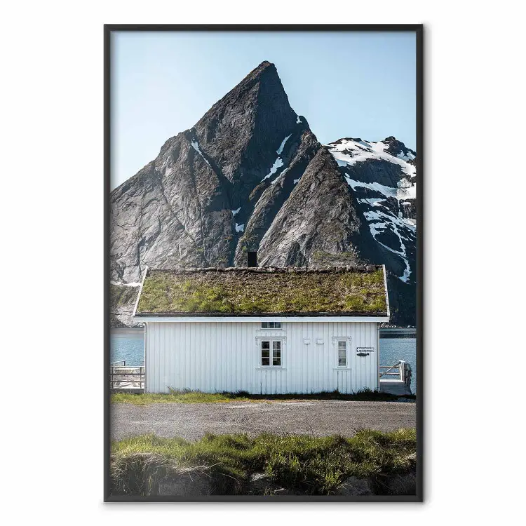 Cartaz Chalé sob a Rocha - paisagem de um chalé em frente a um lago e ...