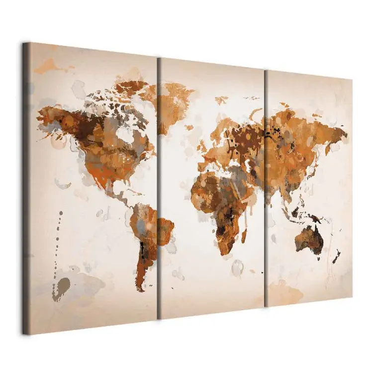 Quadro Mapa do Mundo - Tempestade no Deserto - Tríptico - Mapas do ...