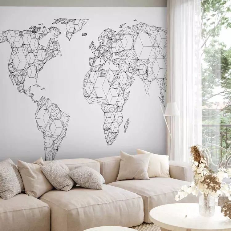 Mural de parede Map of the World - white solids - [product category ...