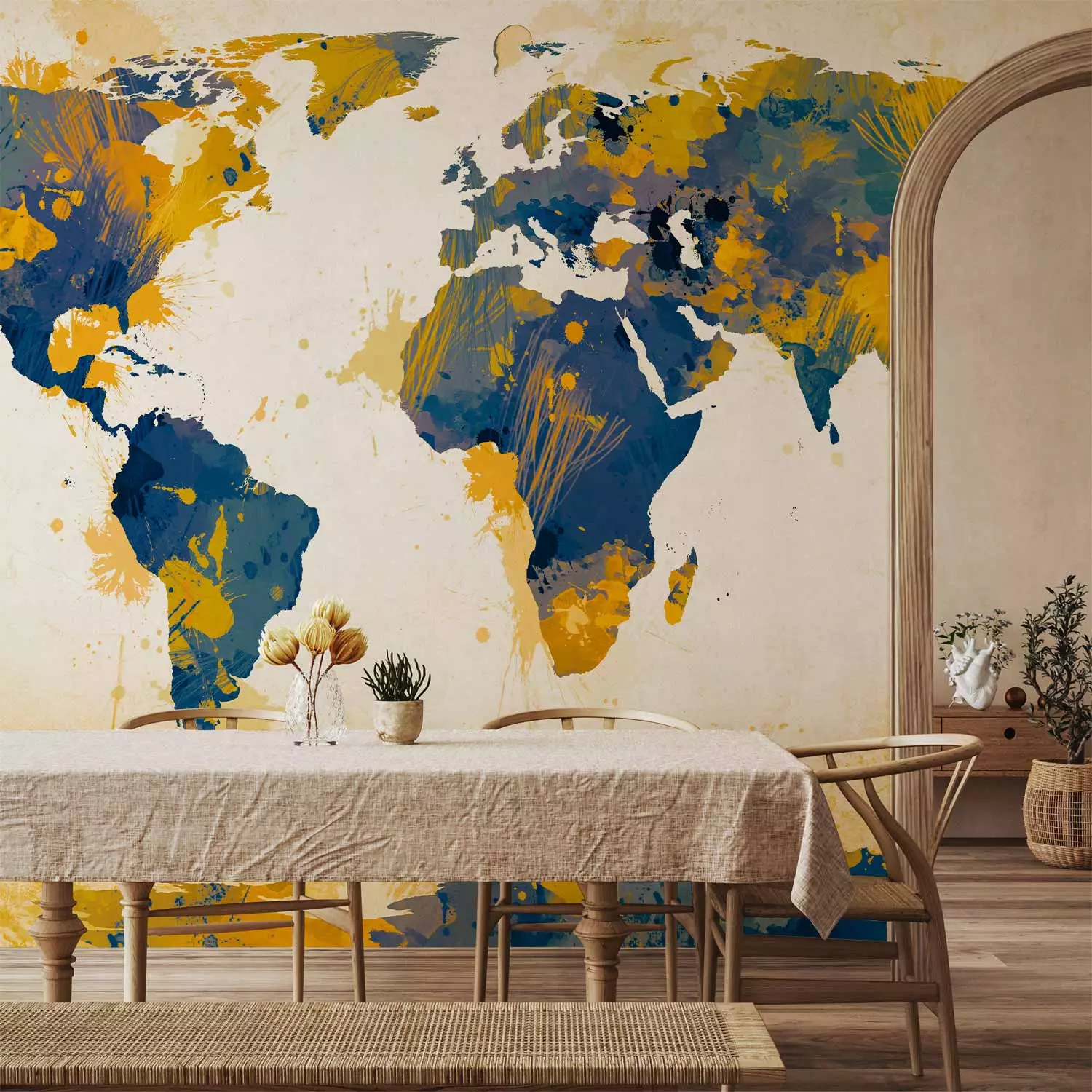Mural de parede Map of the World - Sun and sky - [product category ...