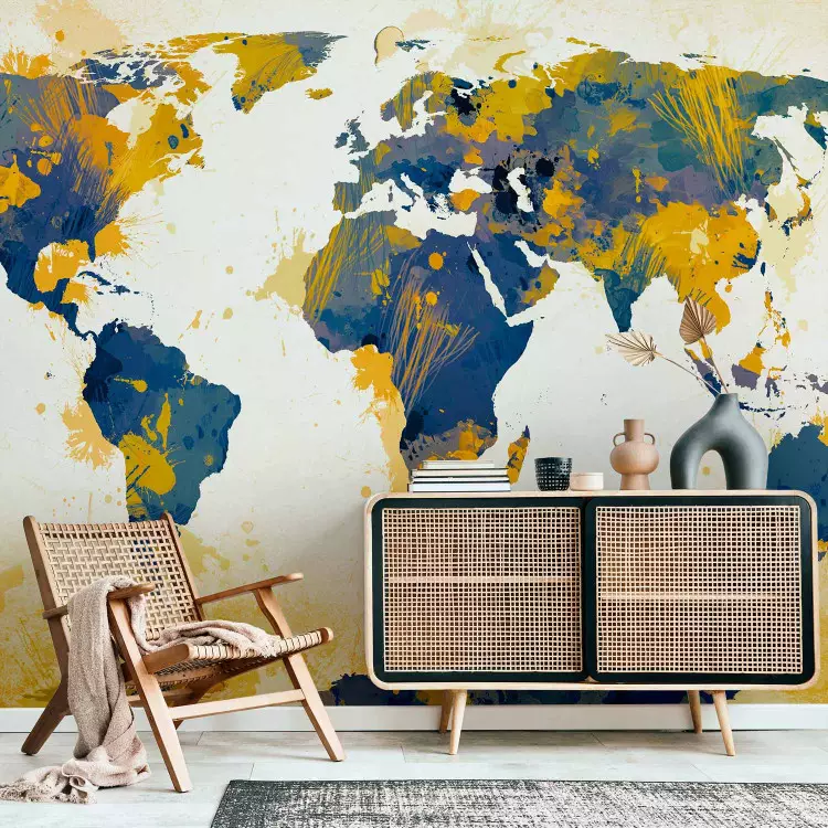 Mural de parede Map of the World - Sun and sky - [product category ...