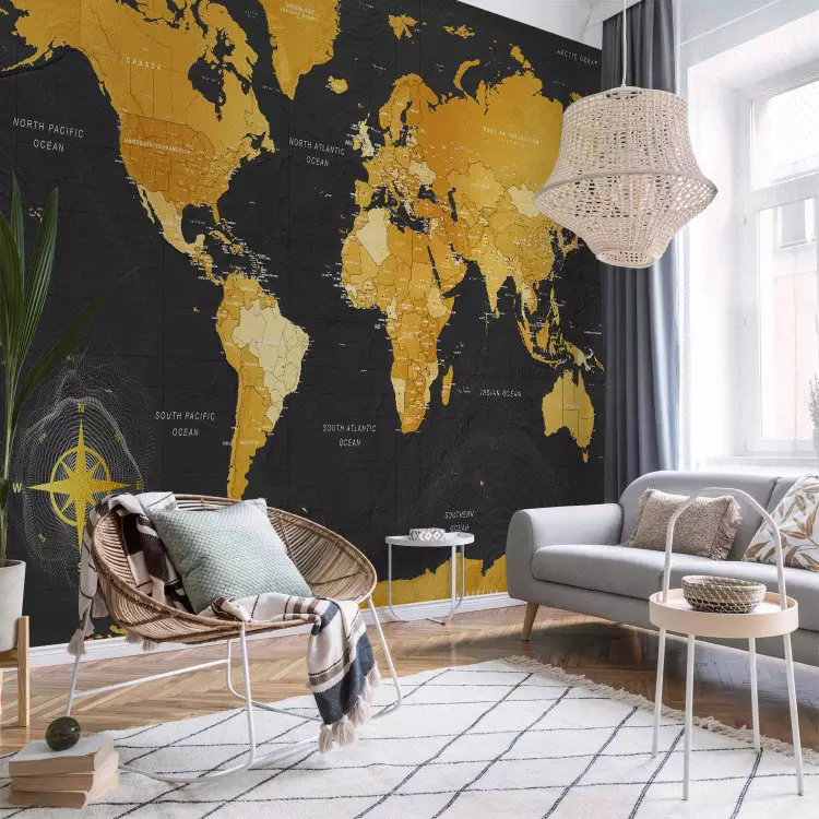 Mural de parede Map: Golden World - [product category] bimago.pt