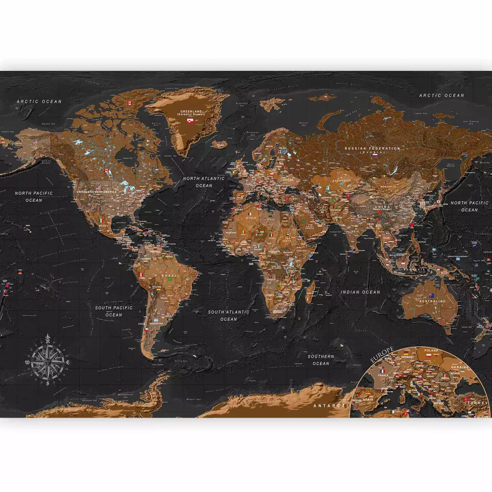 Mural World: Stylish Map - [product category] bimago.pt